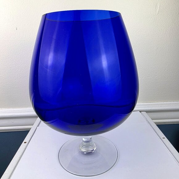 Accents | Vintage Large Cobalt Blue Glass Brandy Snifter Clear Stem ...